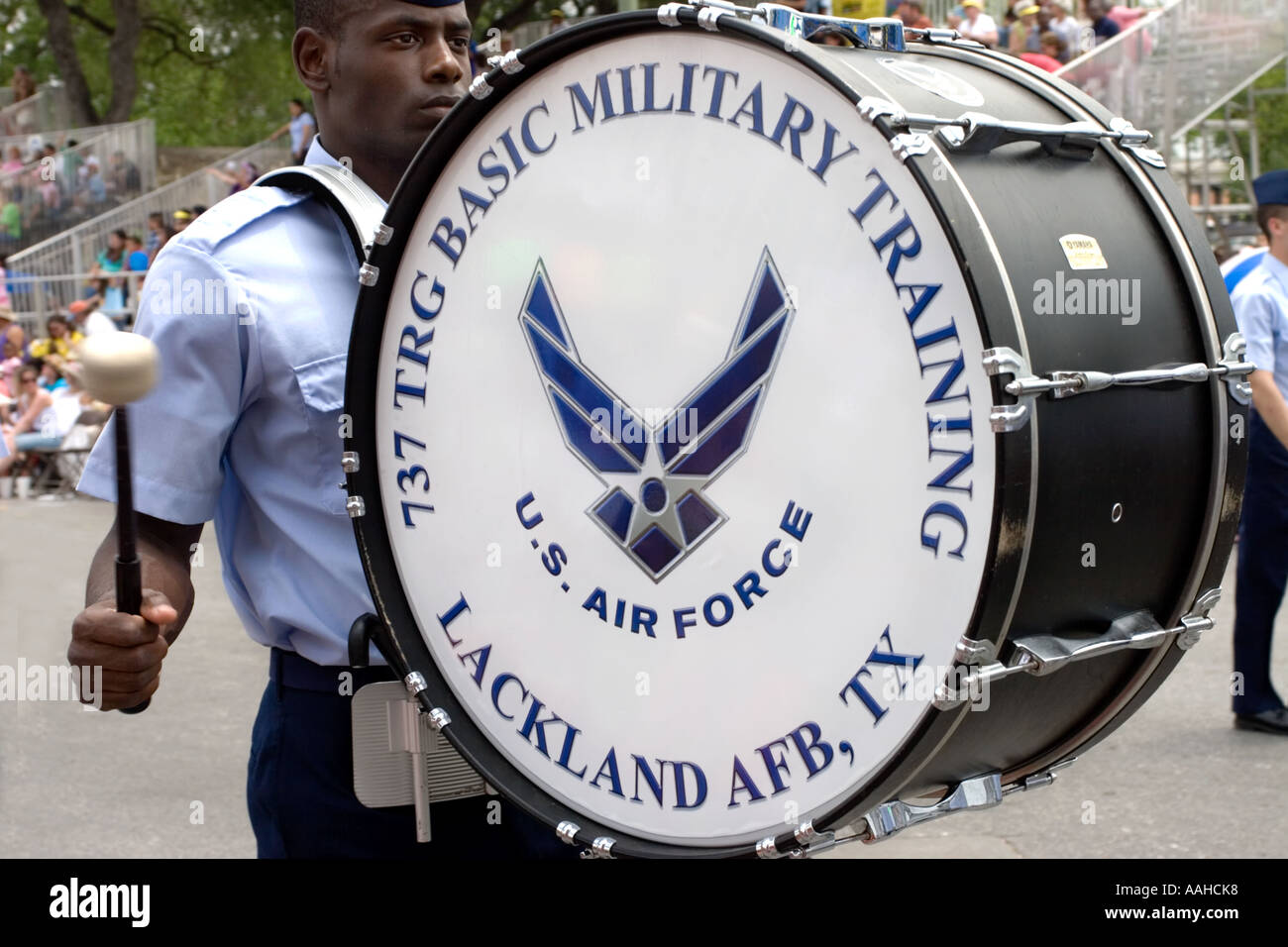 Band Lackland AFB Military drummer in parade Stock Photo - Alamy