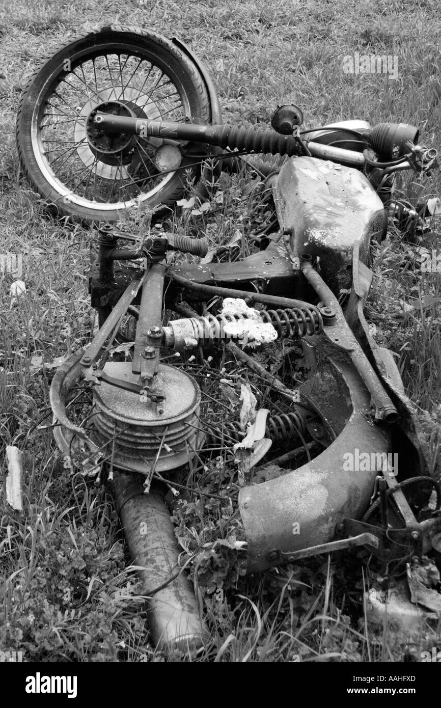 Burnt out motor bike hi-res stock photography and images - Alamy