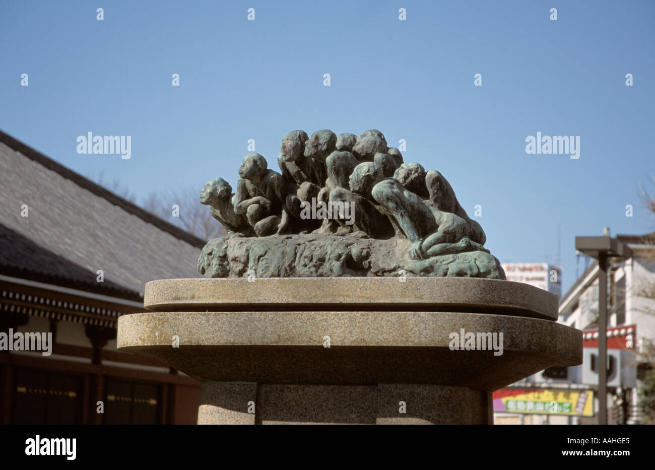 Japan Tokyo Asakusa Temple Statuary statue Rodin Burghers of Calais ...