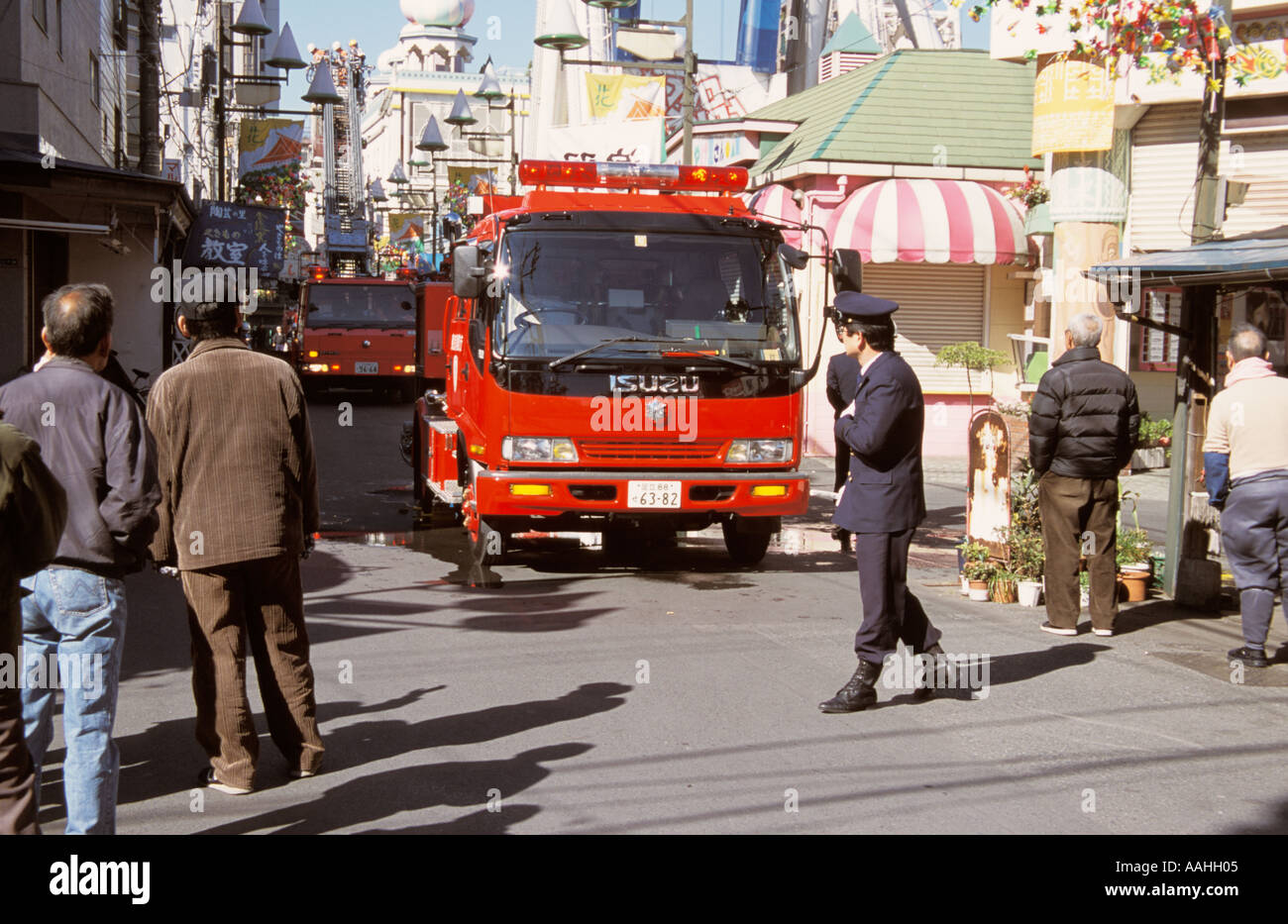 Japan Tokyo Asakusa Red Fire Engine tender pump near Hanayashiki ...