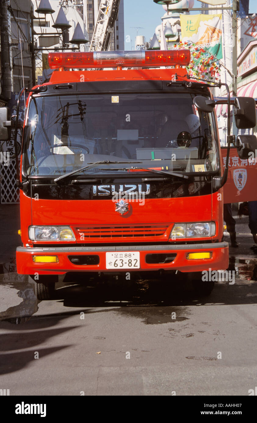 Japan Tokyo Asakusa Red Fire Engine tender pump near Hanayashiki ...