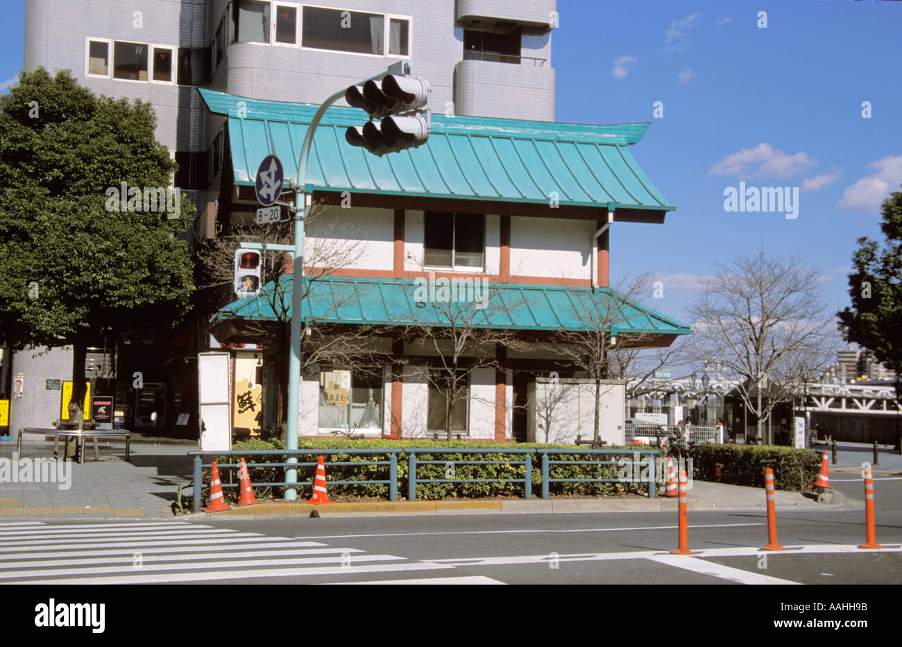 Japan Tokyo Asakusa Police Box KOBAN And street crossing Stock Photo ...