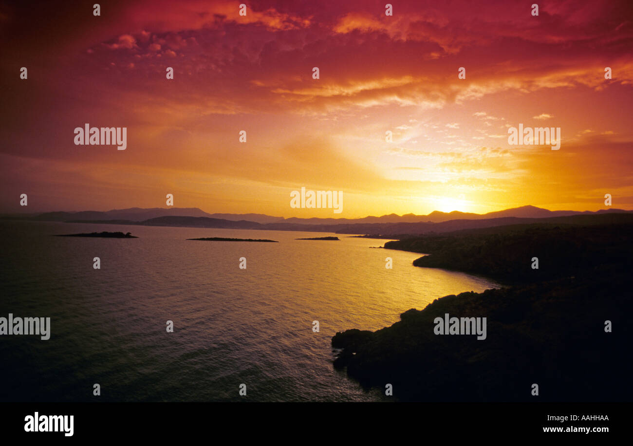 greece peloponnese mani peninsula sunset over the peninsula Stock Photo ...