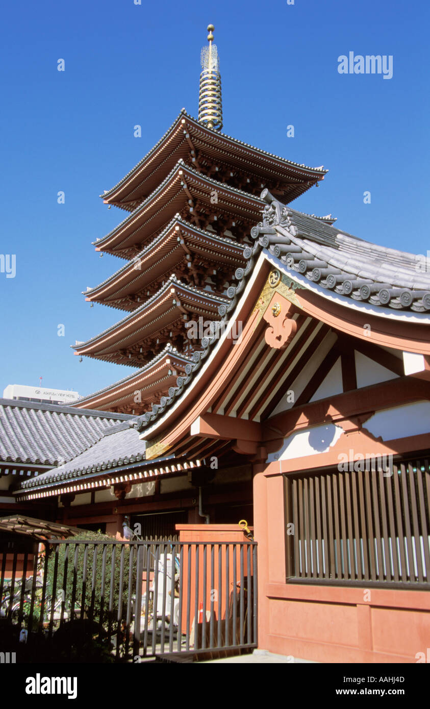 Japan Tokyo Asakusa Temple Five storey pagoda Stock Photo - Alamy