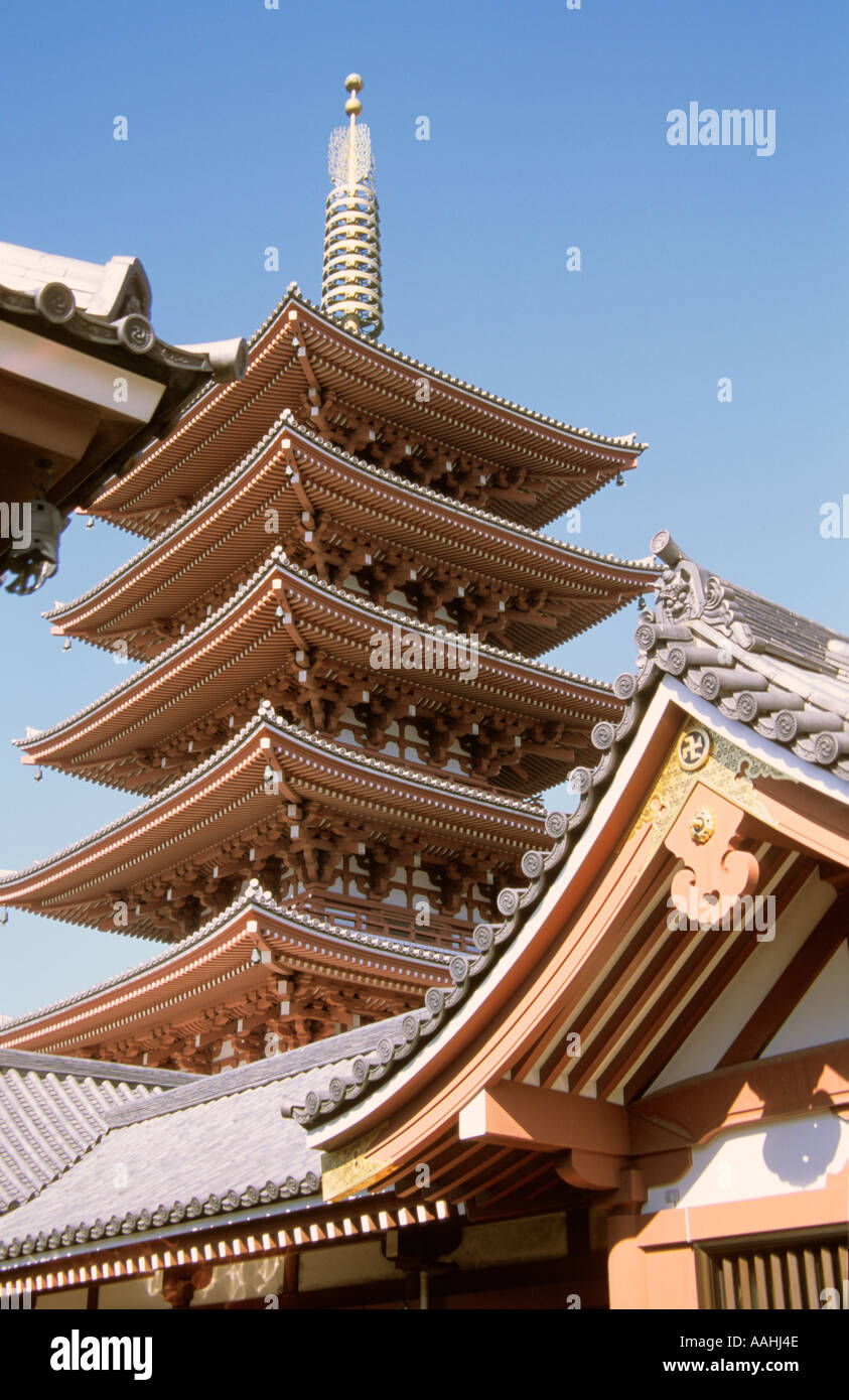 Japan Tokyo Asakusa Temple Five storey pagoda Stock Photo - Alamy