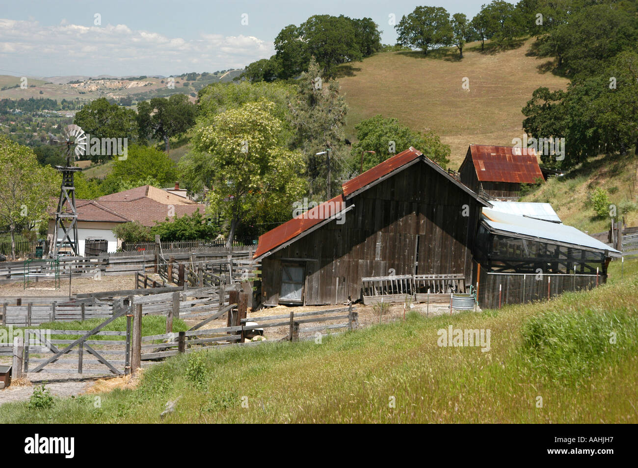 Farm ranch rolling east bay hills northern california windmill hi-res ...