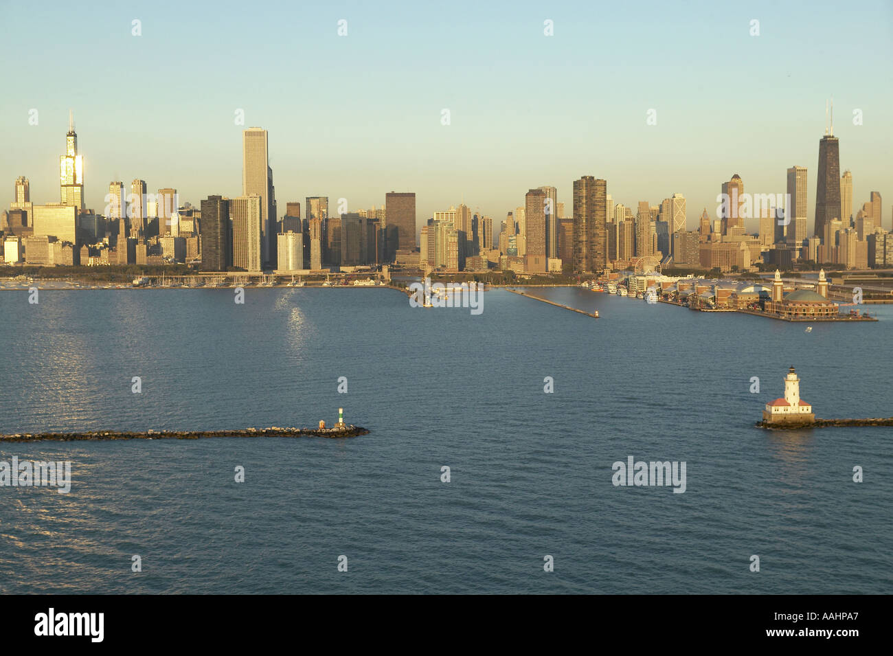 Chicago Lakefront from the air Chicago Illinois USA Stock Photo - Alamy