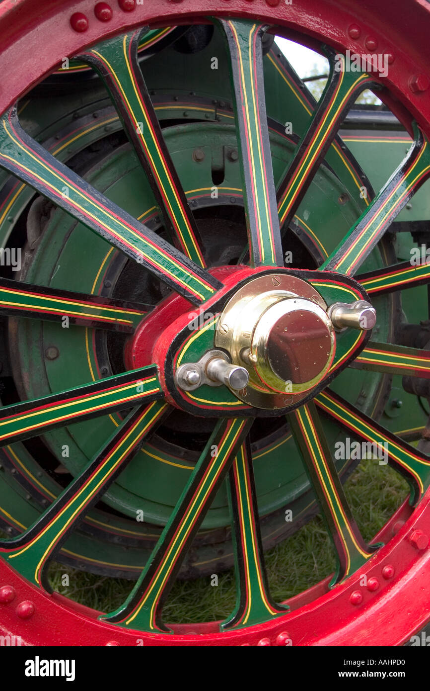painted steel traction engine wheel Stock Photo - Alamy