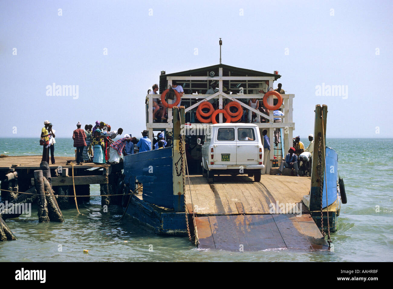 River Gambia ferry loading at Banjul The Gambia West Africa JMH0677 ...