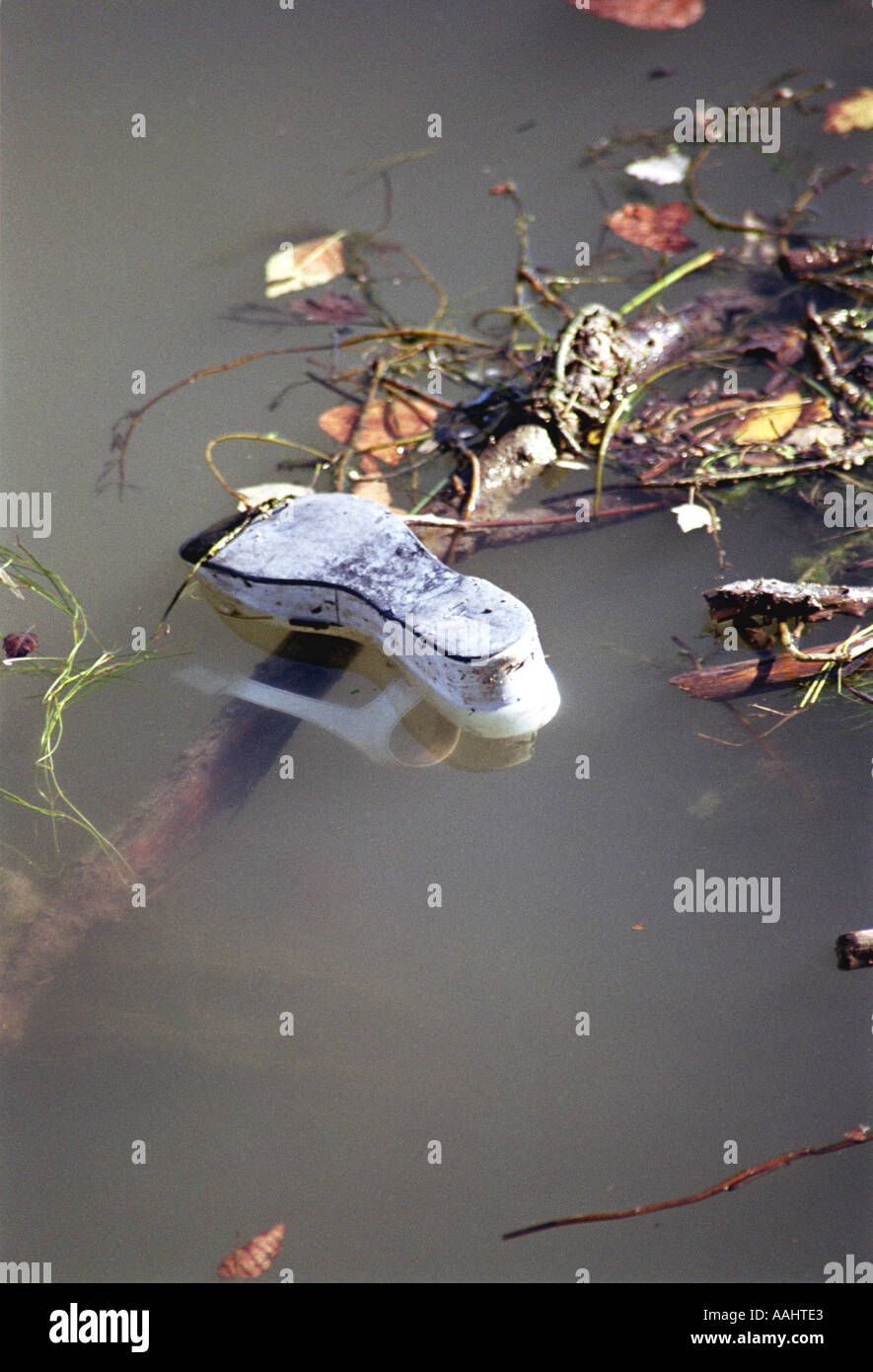 white woman s shoe floating in river Stock Photo - Alamy