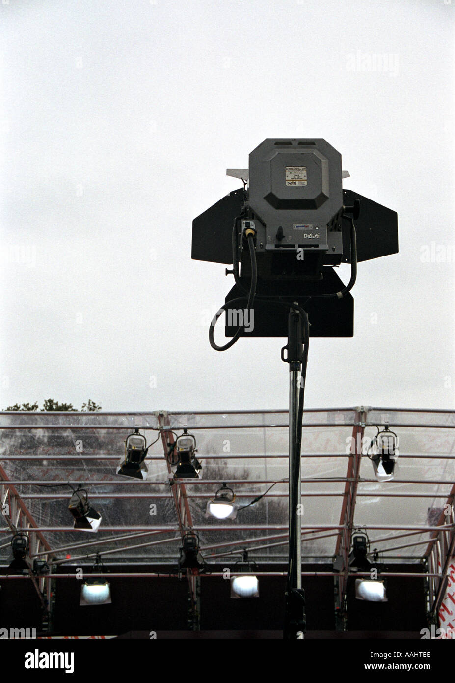 barn doors concert lighting with stage Stock Photo - Alamy