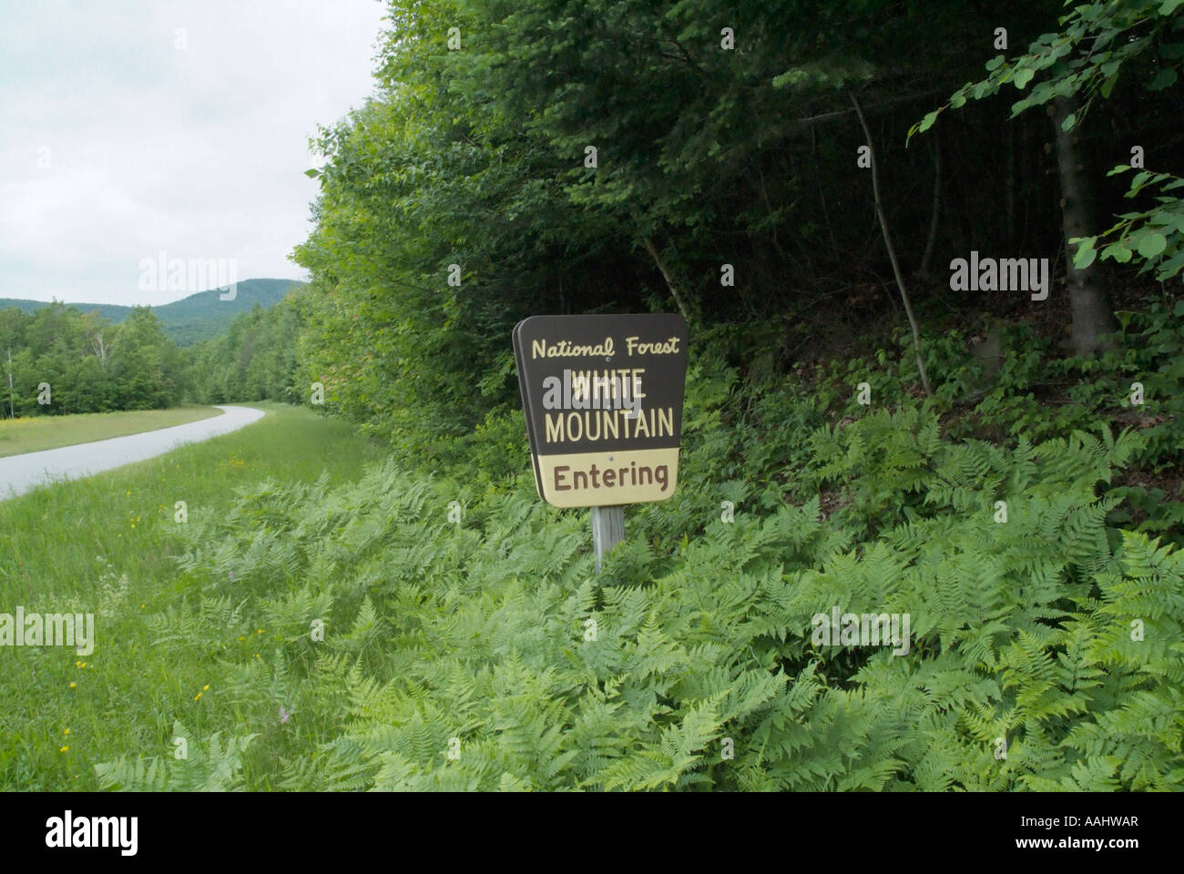 White Mountain National Forest sign in New Hampshire USA Stock Photo ...