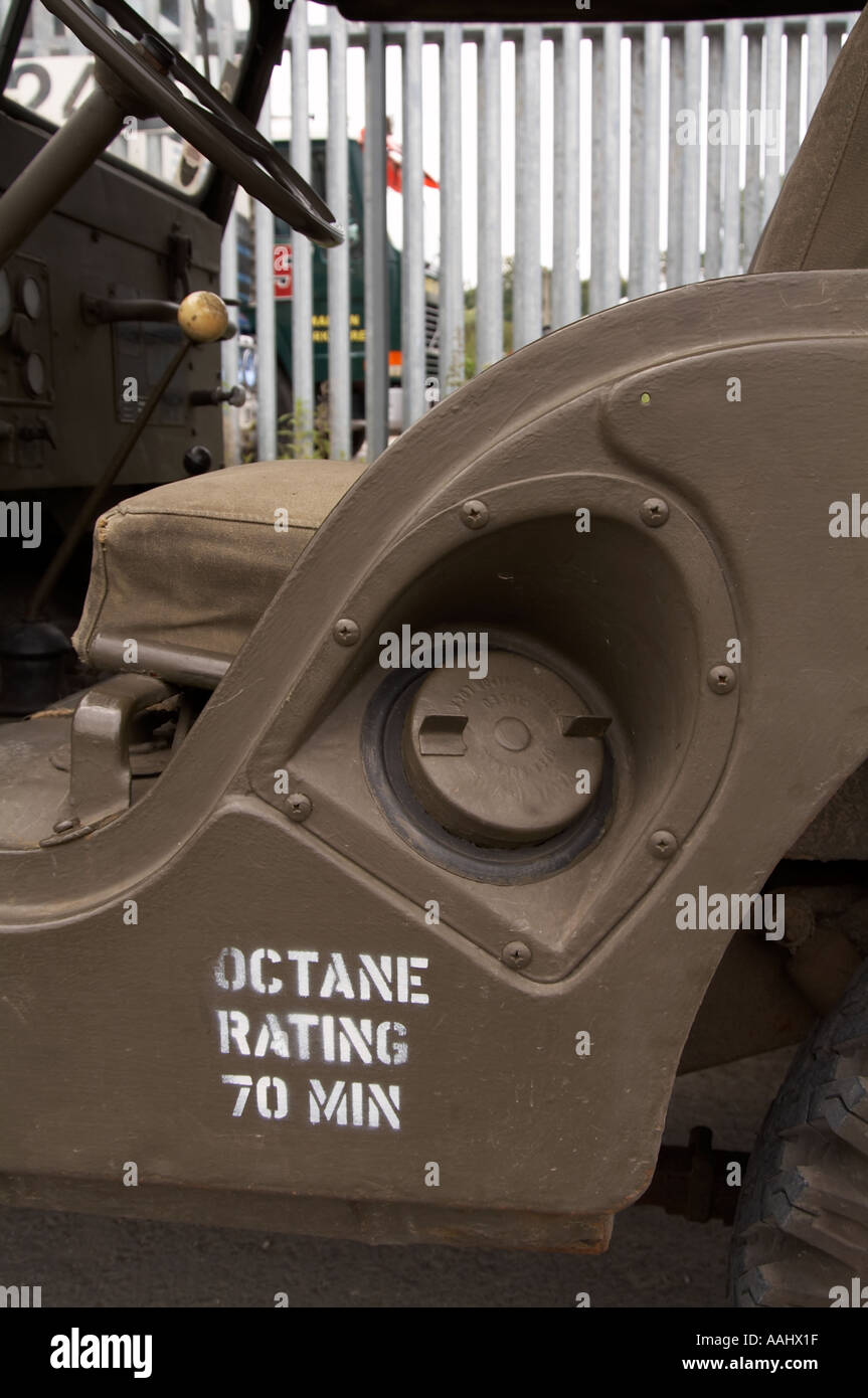 petrol octane compression ratio warning written on the side of an army ...