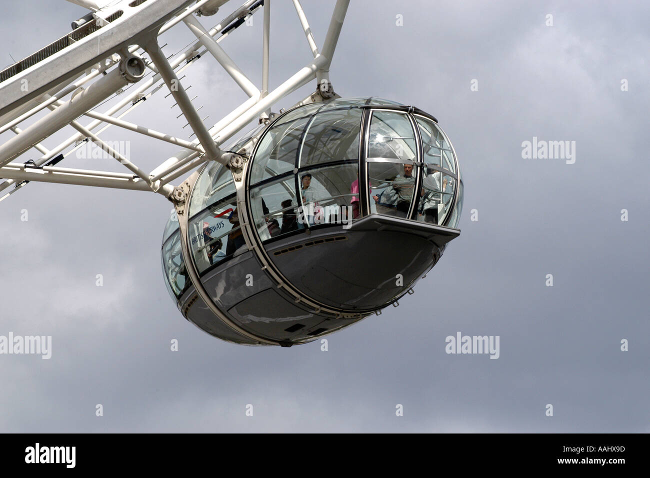 One of the 32 observation capsules of the London Eye Ferris wheel Stock ...