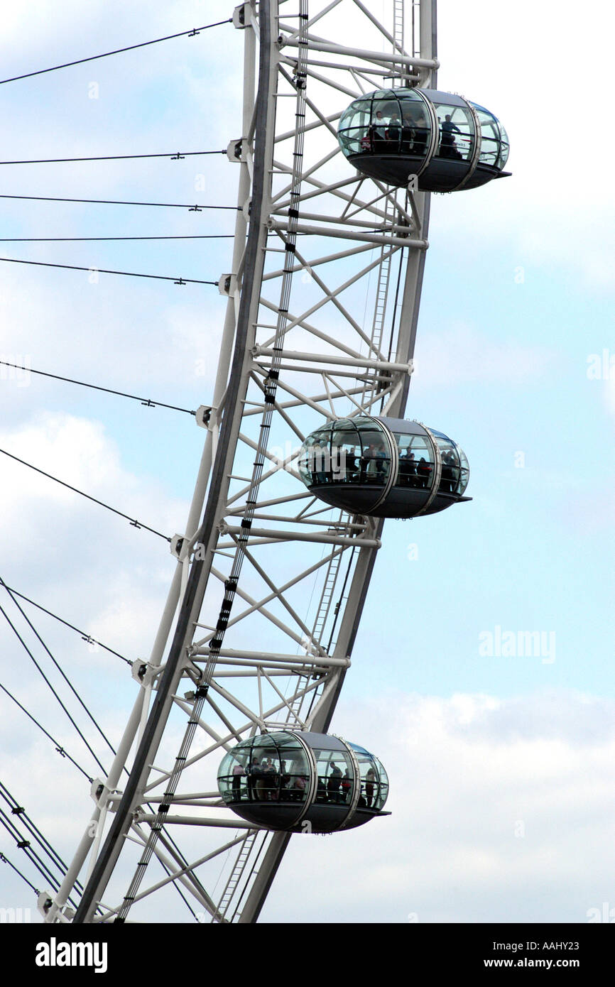 Three of the London Eye capsules Stock Photo - Alamy