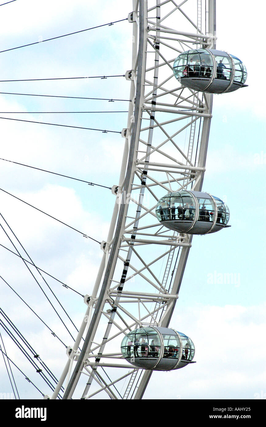 Three of the London Eye capsules Stock Photo - Alamy