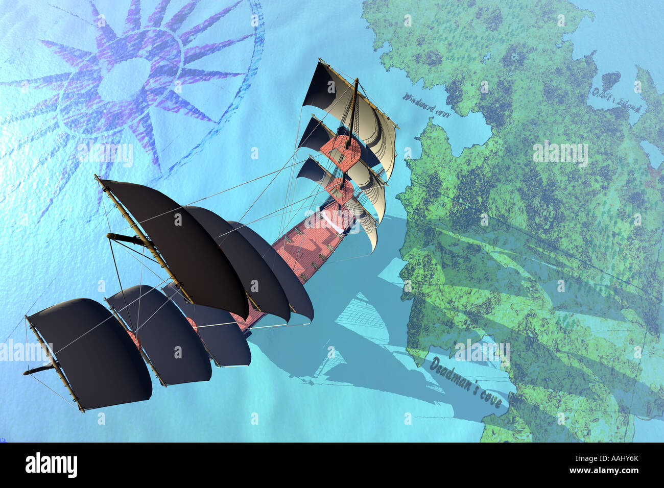 Sailing ship from above Stock Photo - Alamy