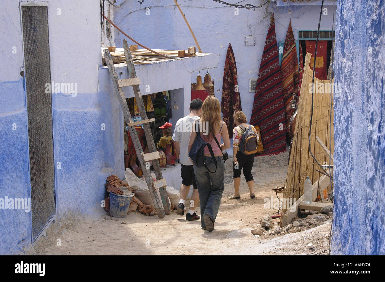 Typical moroccan street at Chefchaouen Morocco Stock Photo - Alamy