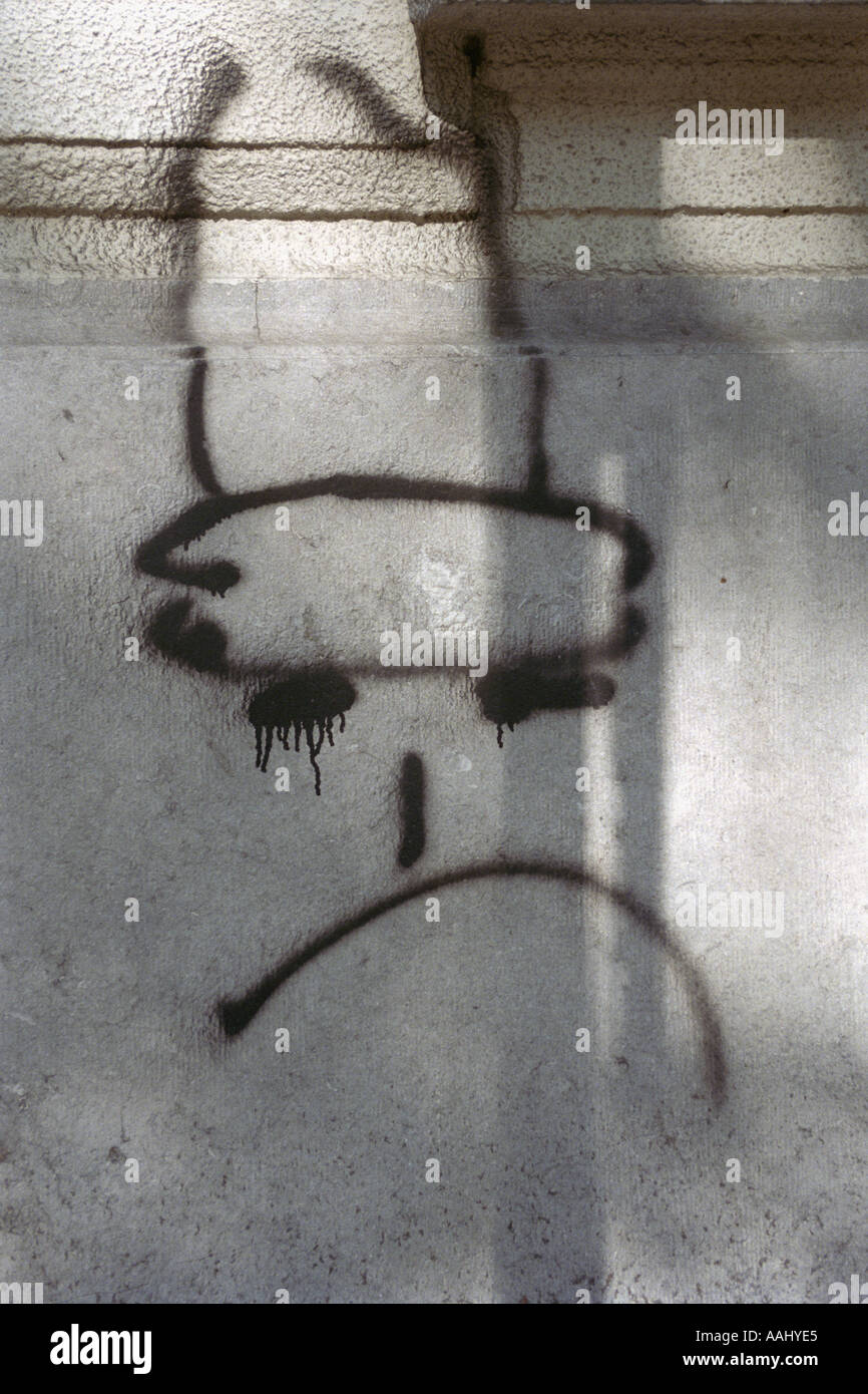 Sad Graffiti Face Stock Photo - Alamy