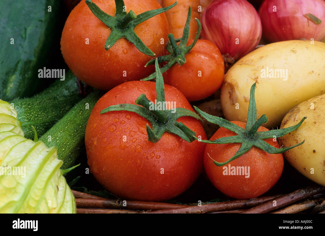 Harvest of organic veg from a small vegetable plot UK Stock Photo - Alamy