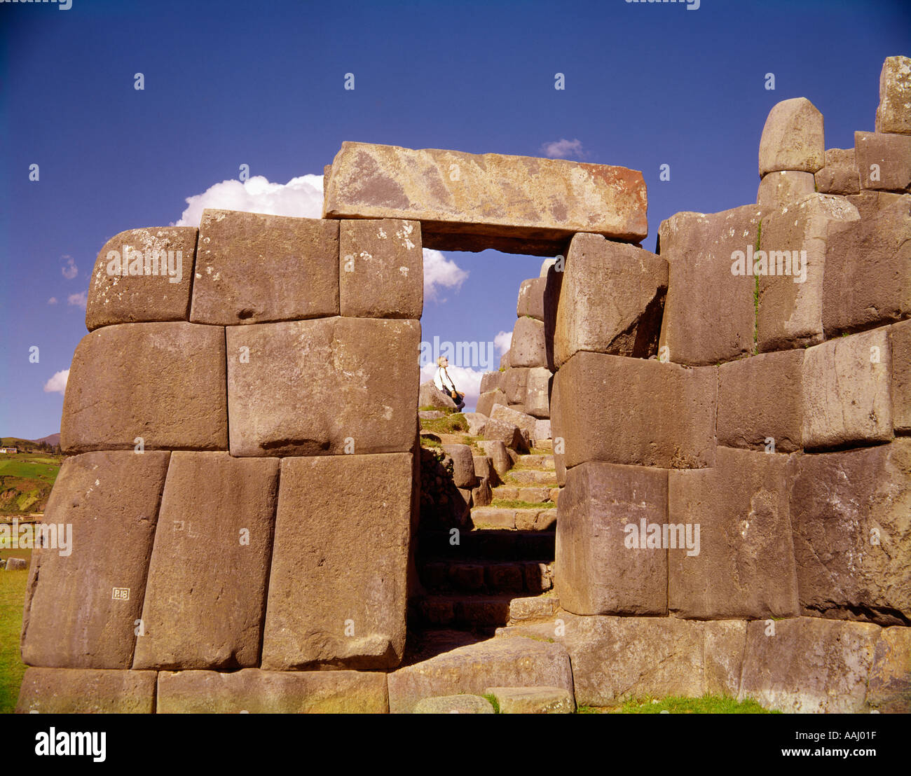 Inca fortress site at Sacsahuaman Cuzco Peru South America Stock Photo ...