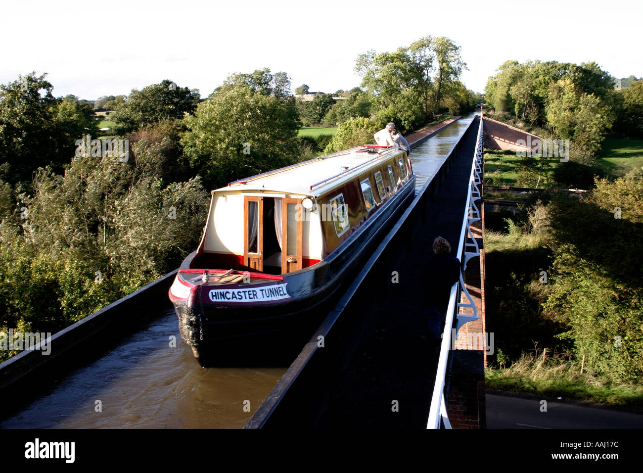 Narrowboat Crossing The Edstone Aqueduct, Warwickshire England Stock ...