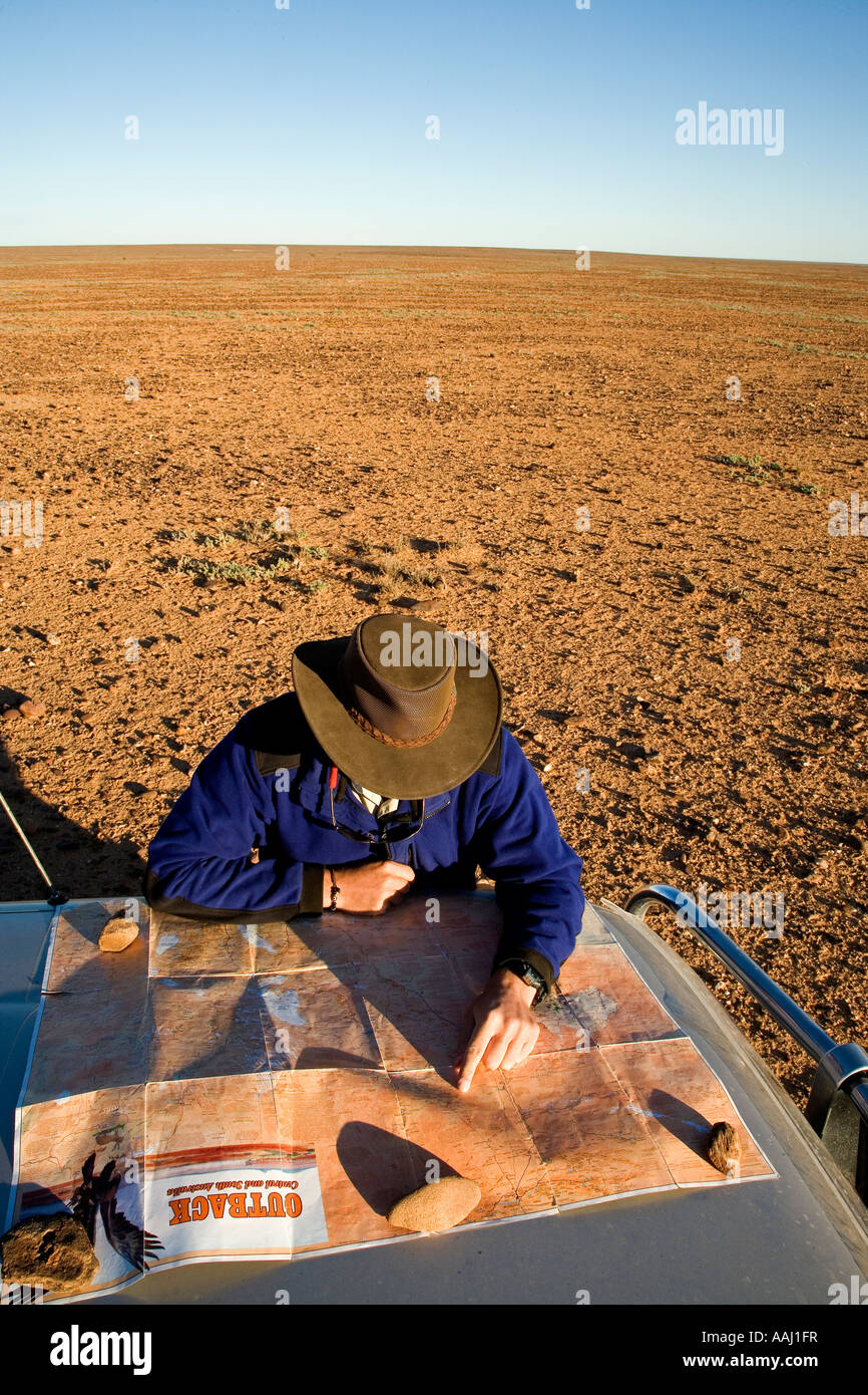 Checking the Map Strzelecki Track Outback South Australia Australia ...