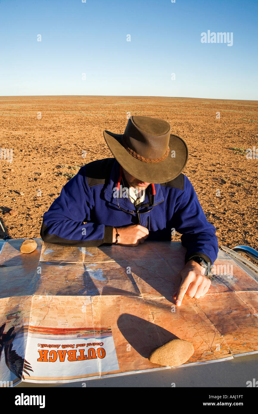 Checking the Map Strzelecki Track Outback South Australia Australia ...