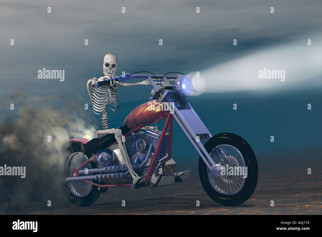 Skeleton riding a motorcycle Stock Photo - Alamy