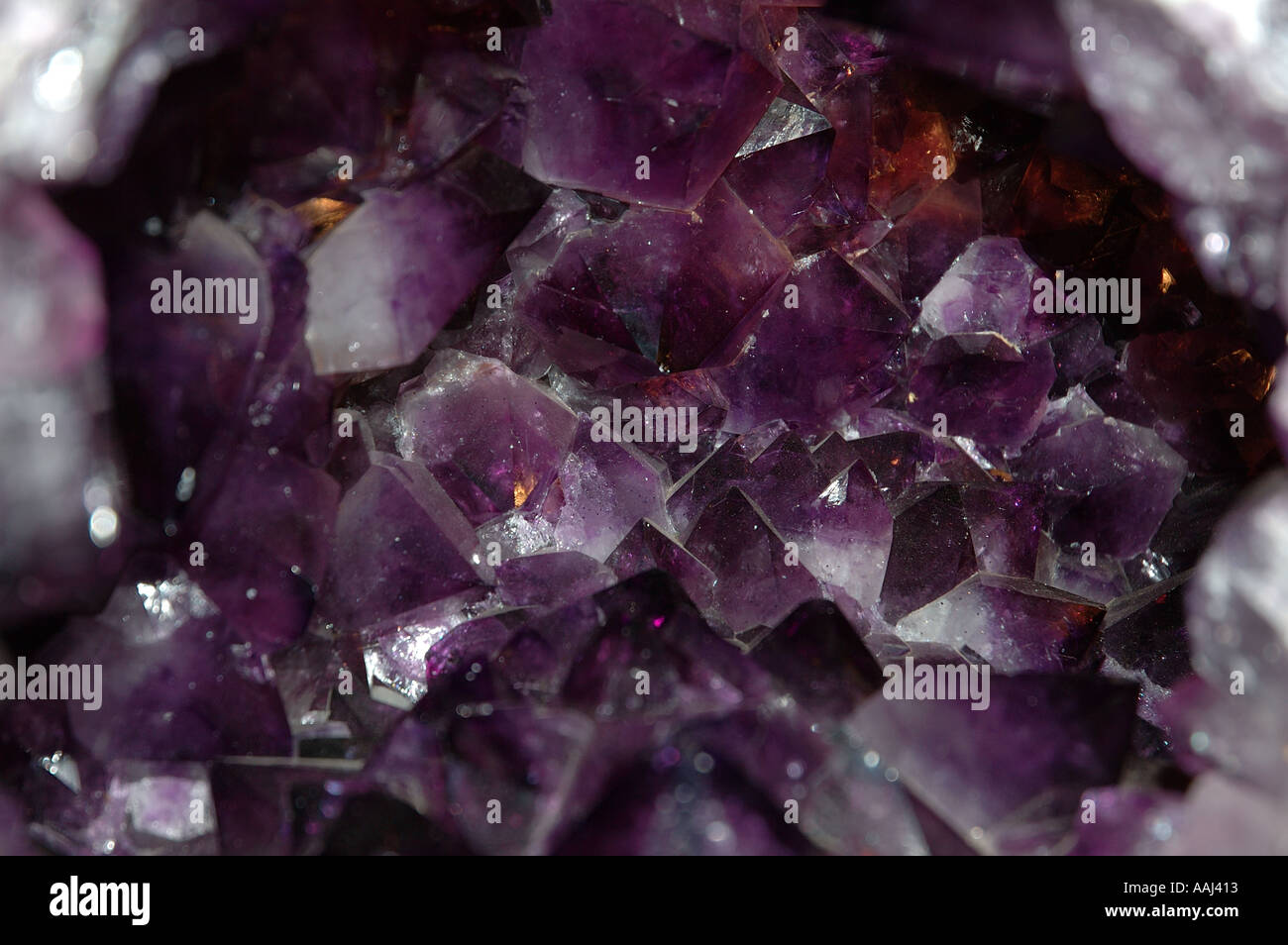 Amethyst crystal Quartz stained with impurities of iron or manganese ...
