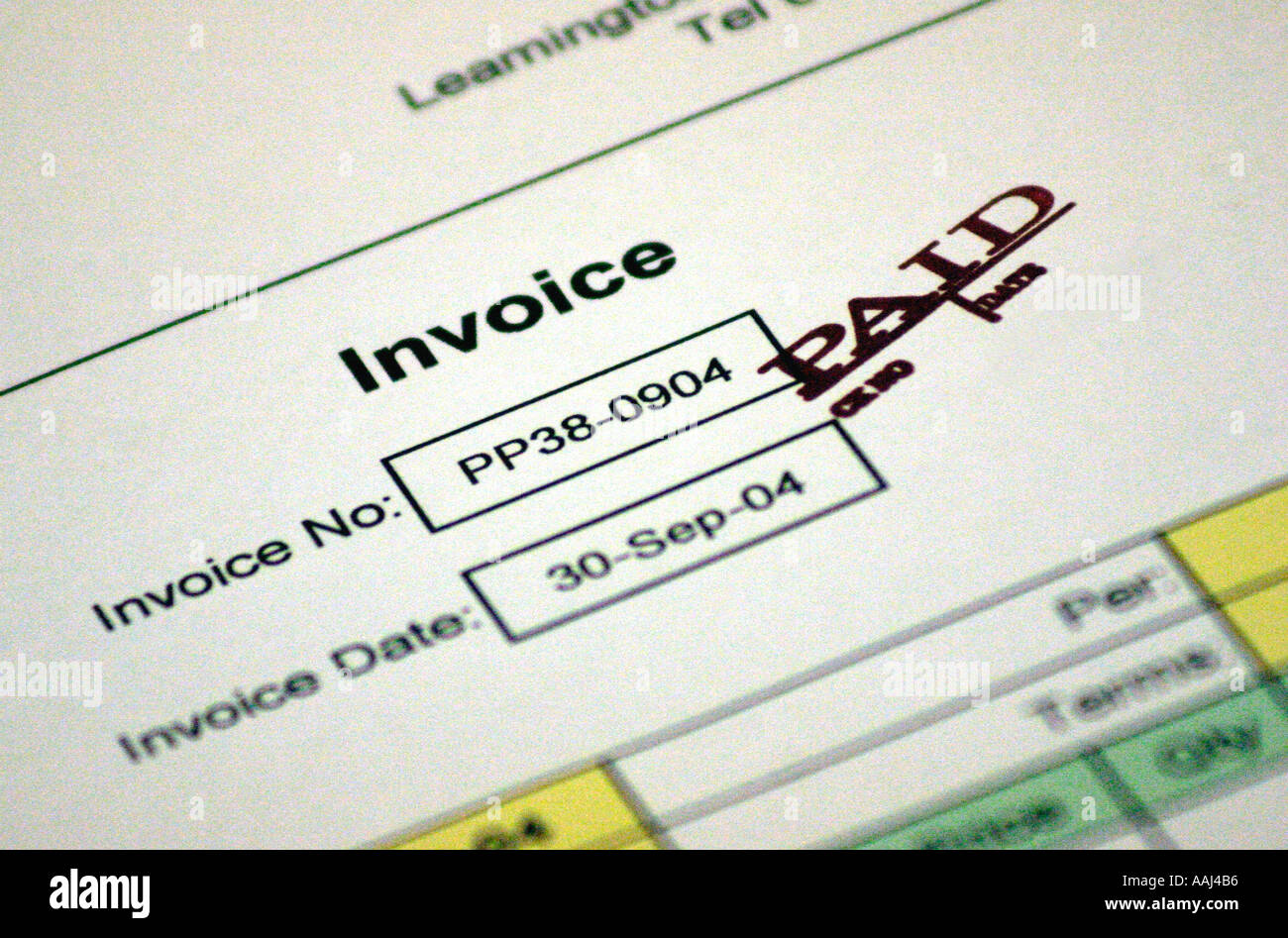 Invoice Stamped as Paid Stock Photo - Alamy