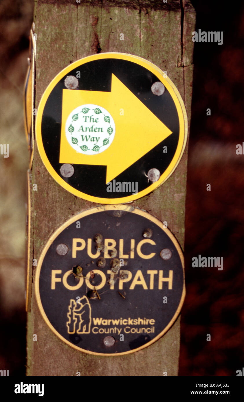 Footpath Waymark Sign Post on Arden Way Warwickshire England Stock ...