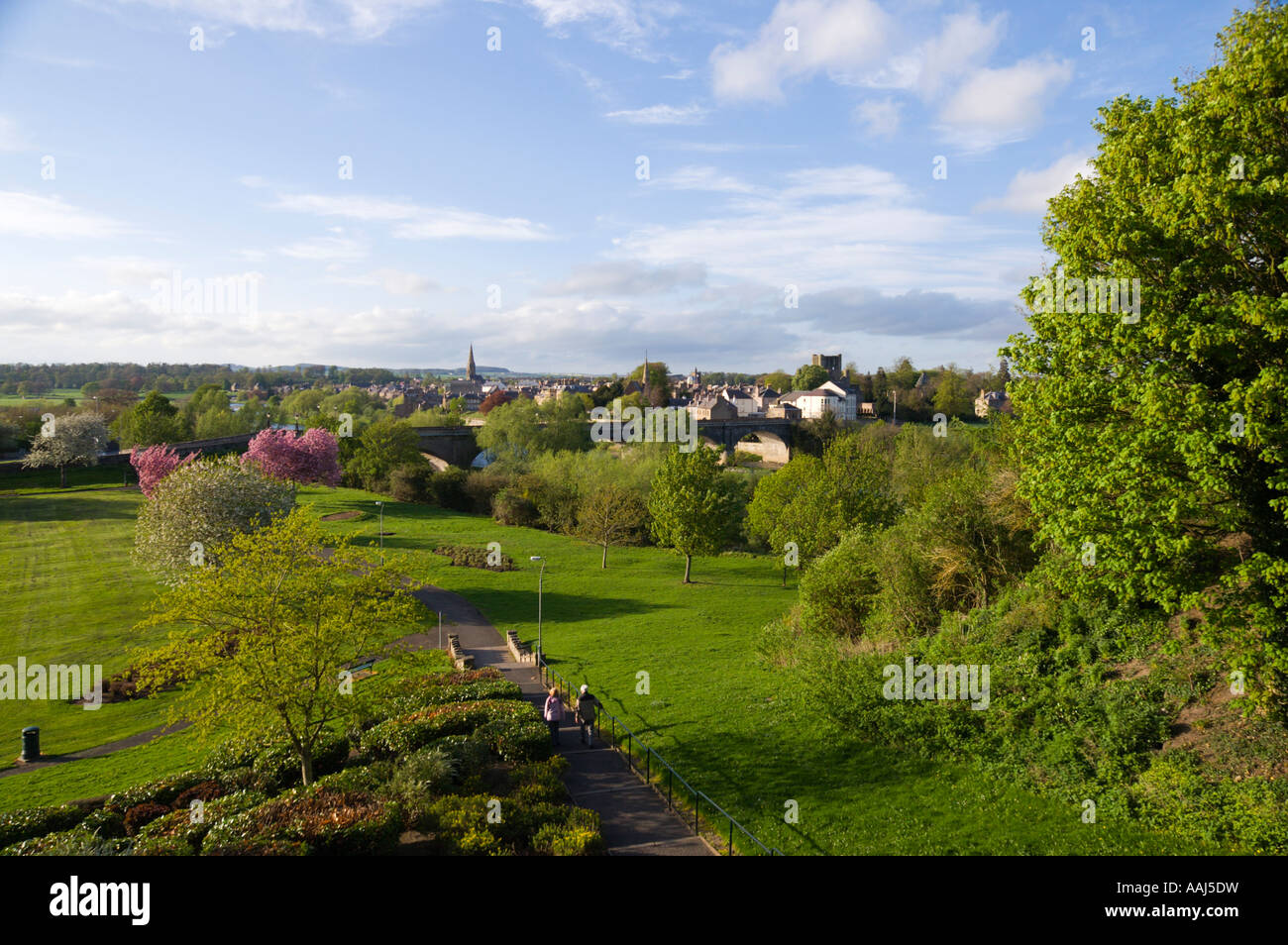Kelso town Scotland view over the Bridgend Park from the Millennium ...