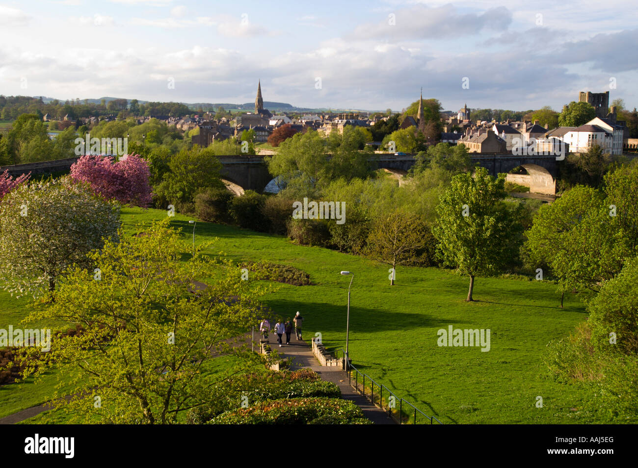 Kelso town Scotland view over the Bridgend Park from the Millennium ...