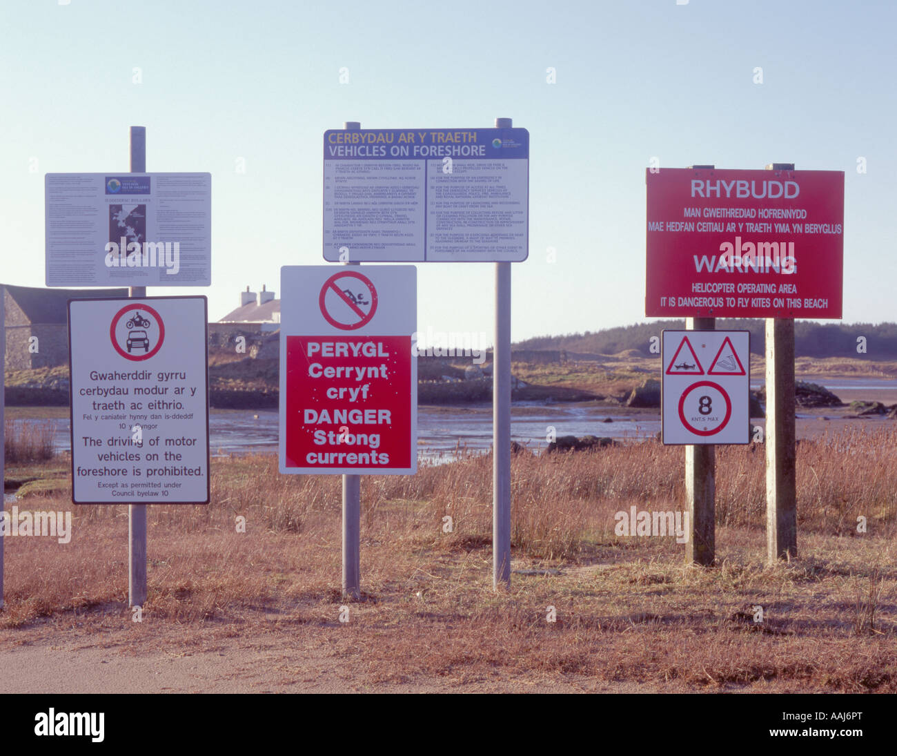 A plethora of signs and in two languages, Cymyran, Anglesey, North ...