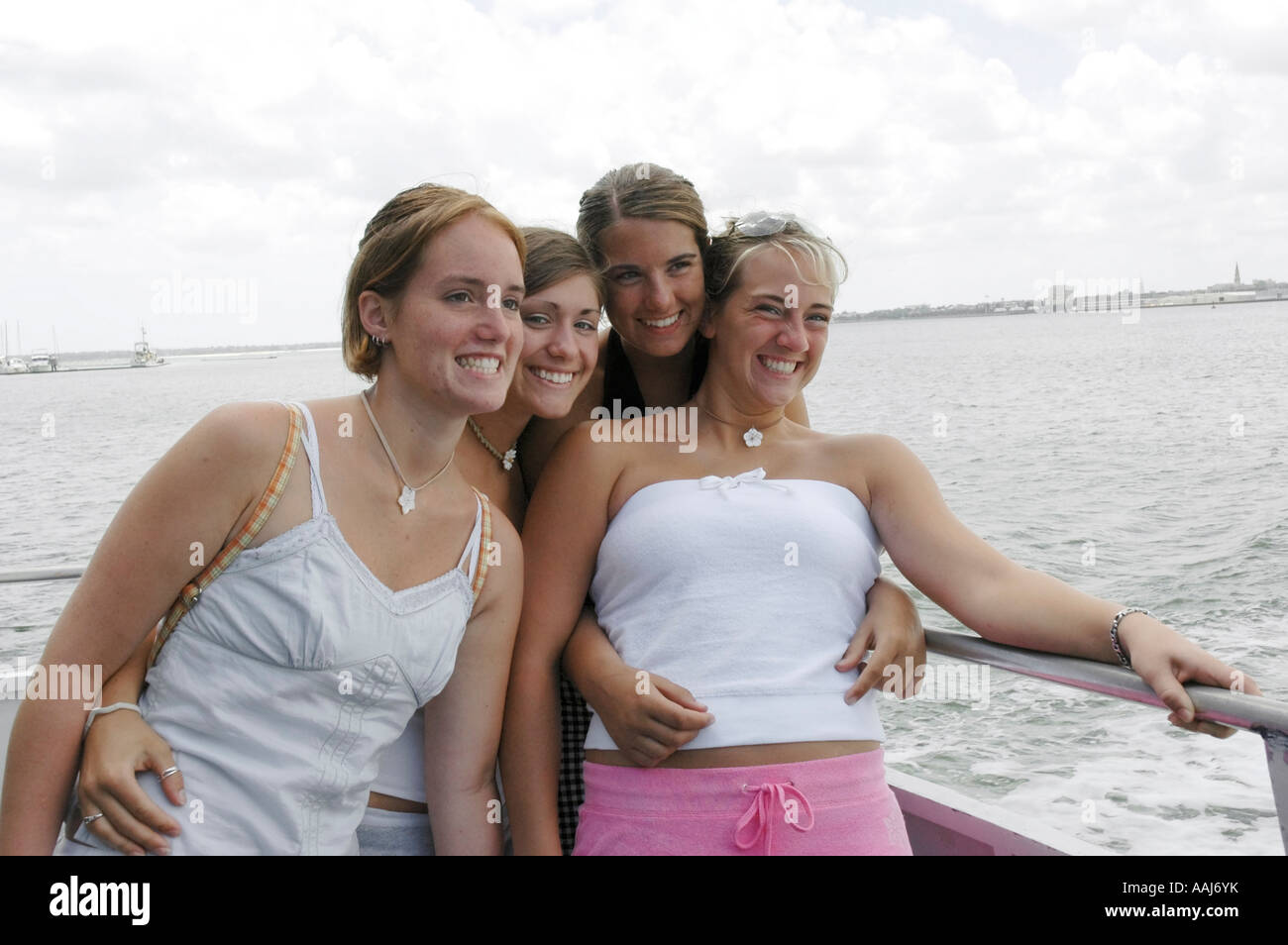 young women friends on Ft Sumter Ferry Charleston, South Carolina Stock ...