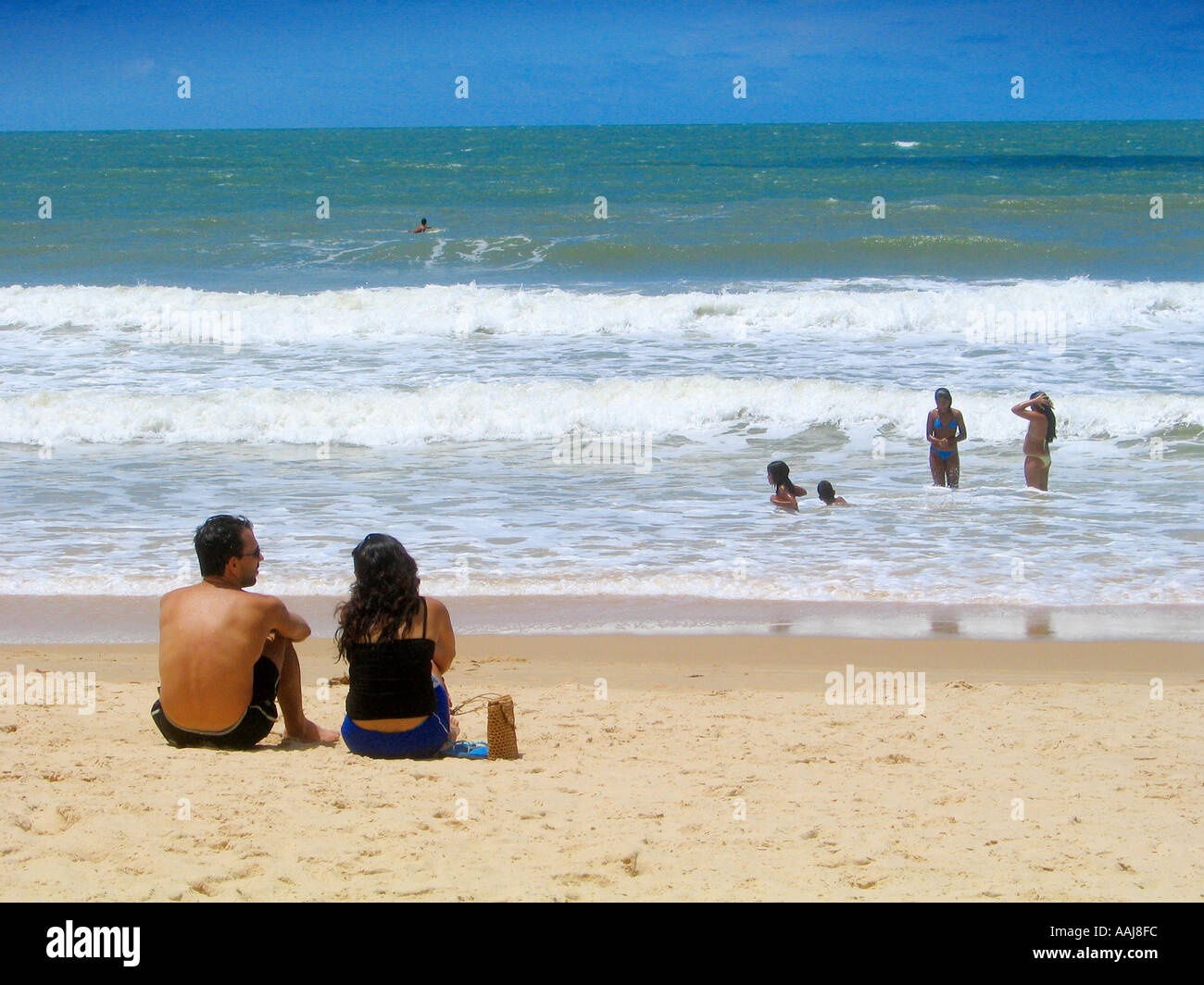 Beach life on Praia do Ponta Negra beach in Natal Brazil Stock Photo ...