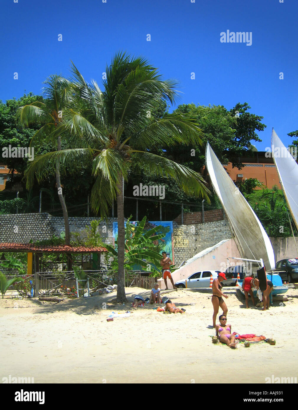 Beach life on Praia do Ponta Negra beach in Natal Brazil Stock Photo ...