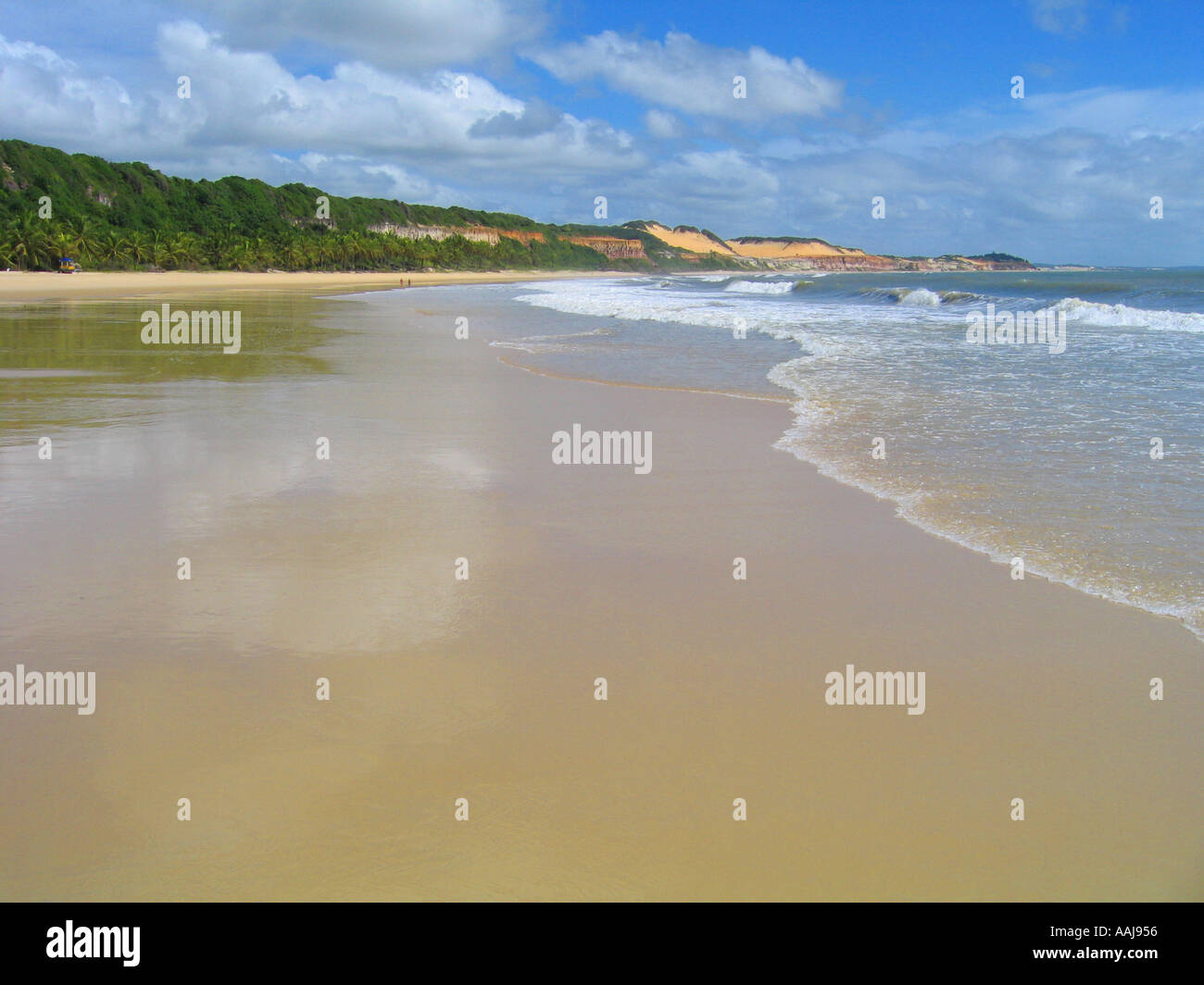 The secluded Praia do Madeiro beach by Baia dos Golfinhos bay in Pipa ...