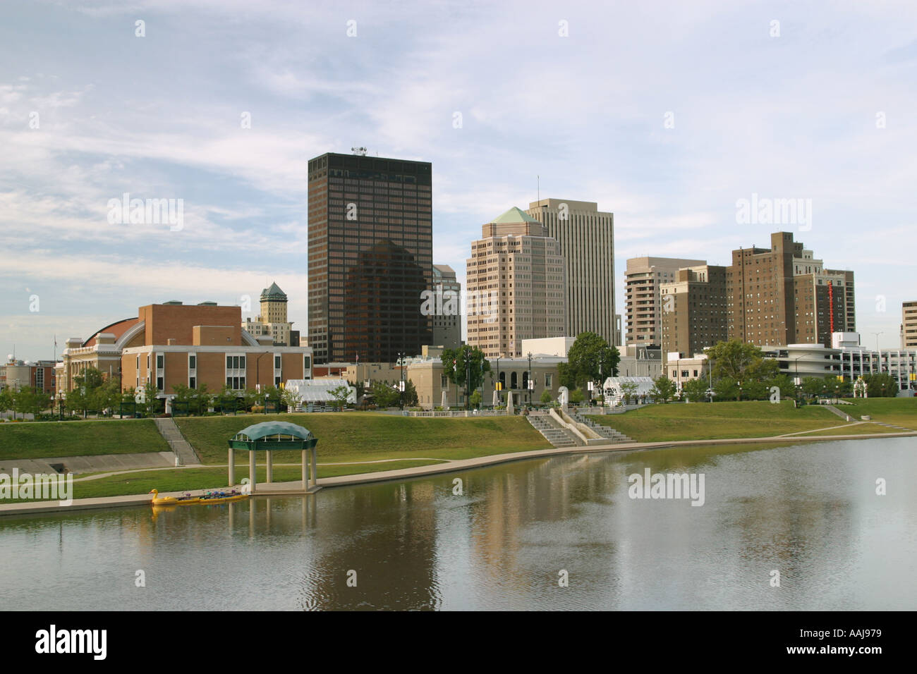 Dayton Ohio USA cityscape The foreground is a part of the Riverscape ...