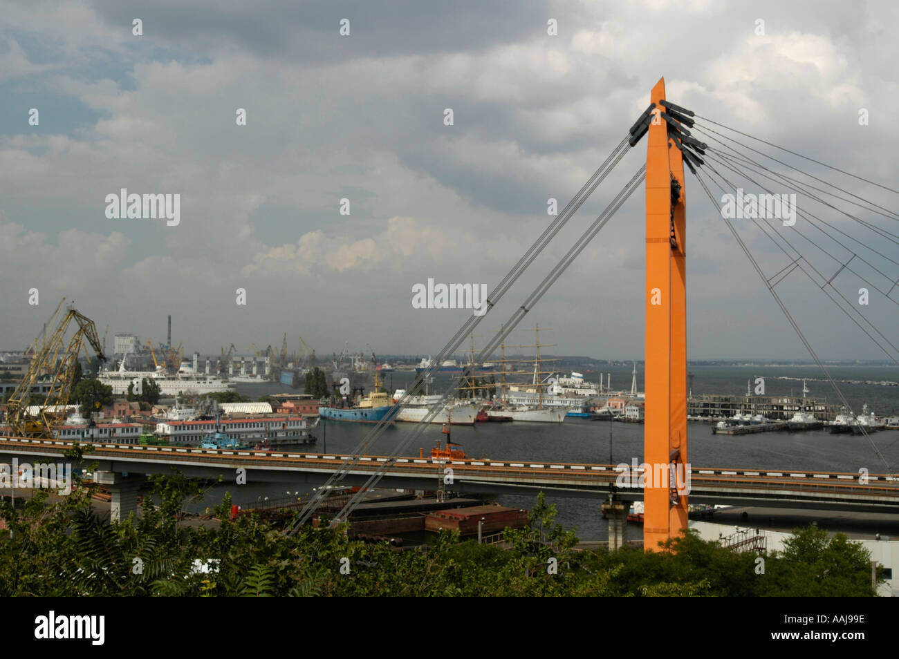 Odessa, modern bridge at harbour Stock Photo - Alamy