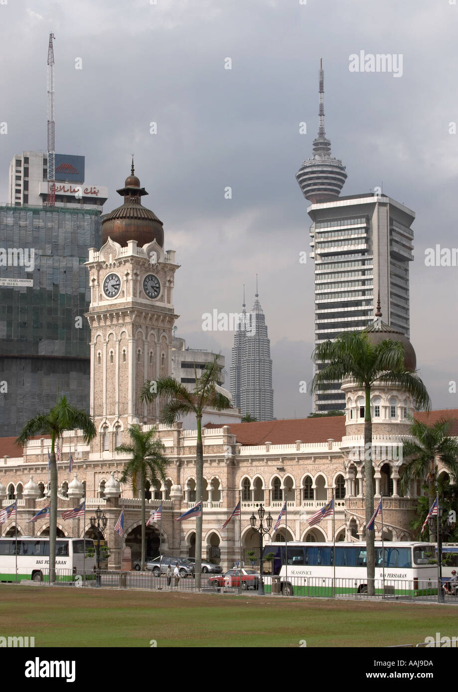Kuala Lumpur Merdeka Square clock tower of Sultan Abdul Samad building ...