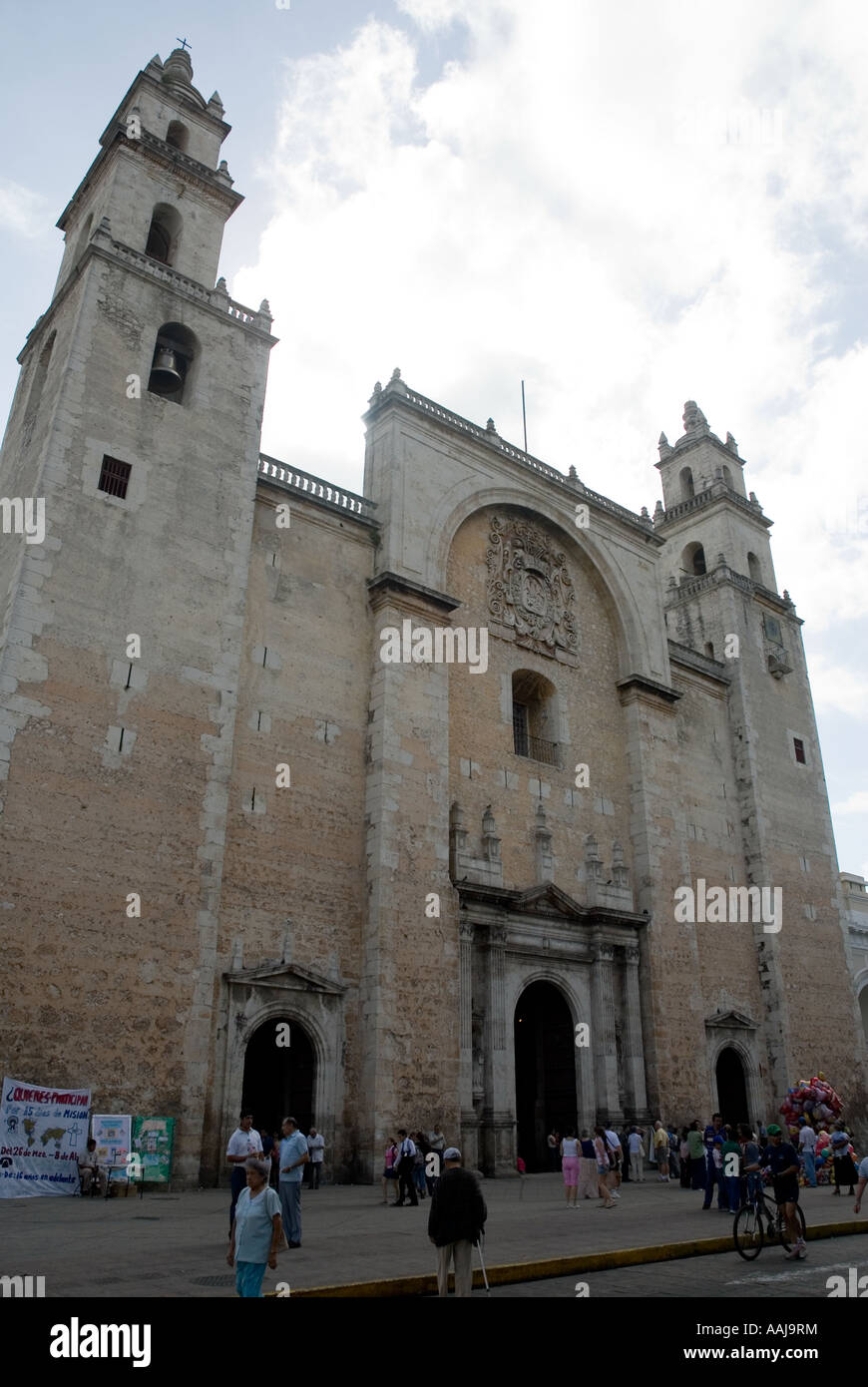 Merida downtown main church in Mexico Stock Photo - Alamy