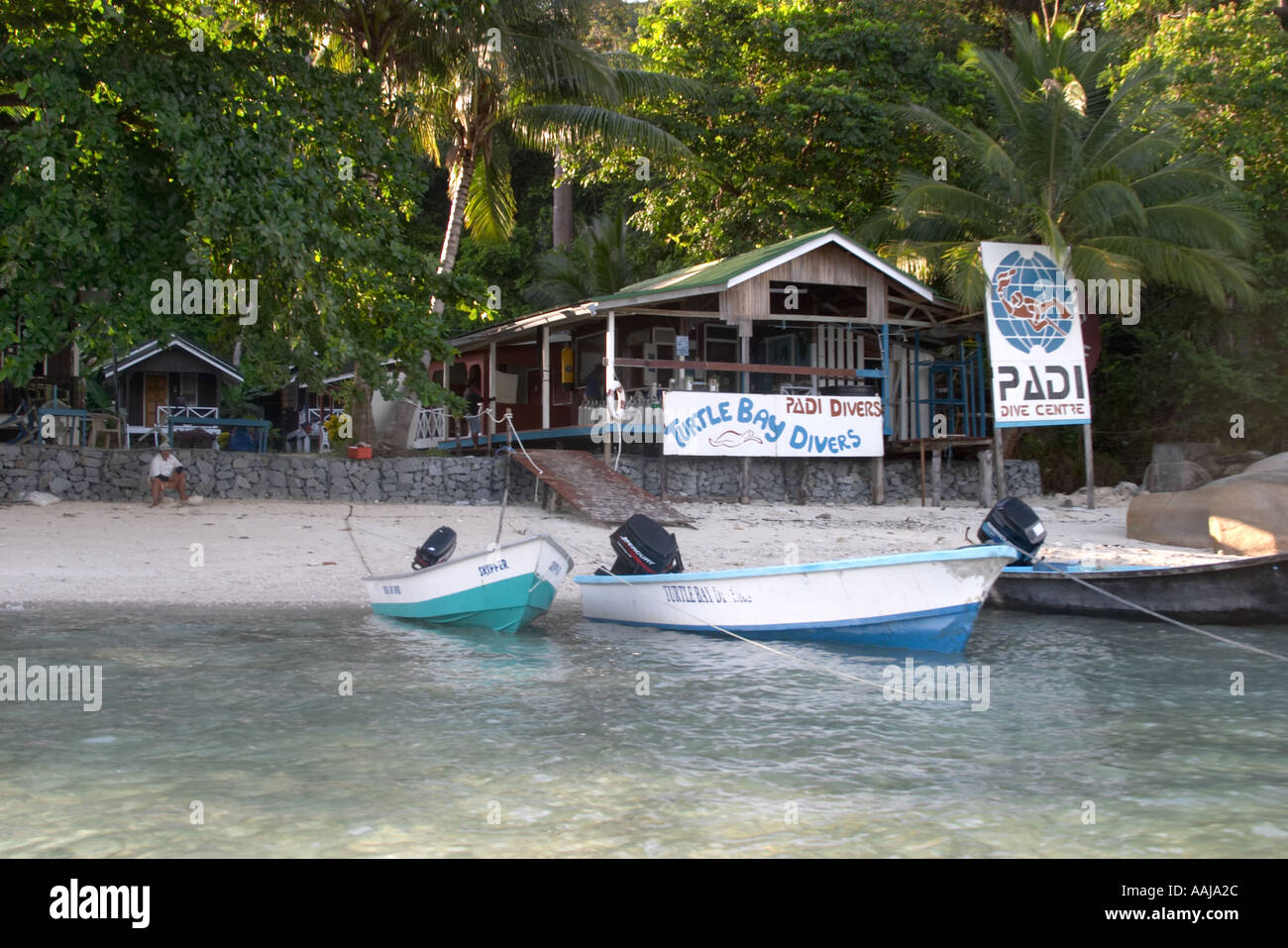 Perhentian Islands beachside diving school Stock Photo - Alamy