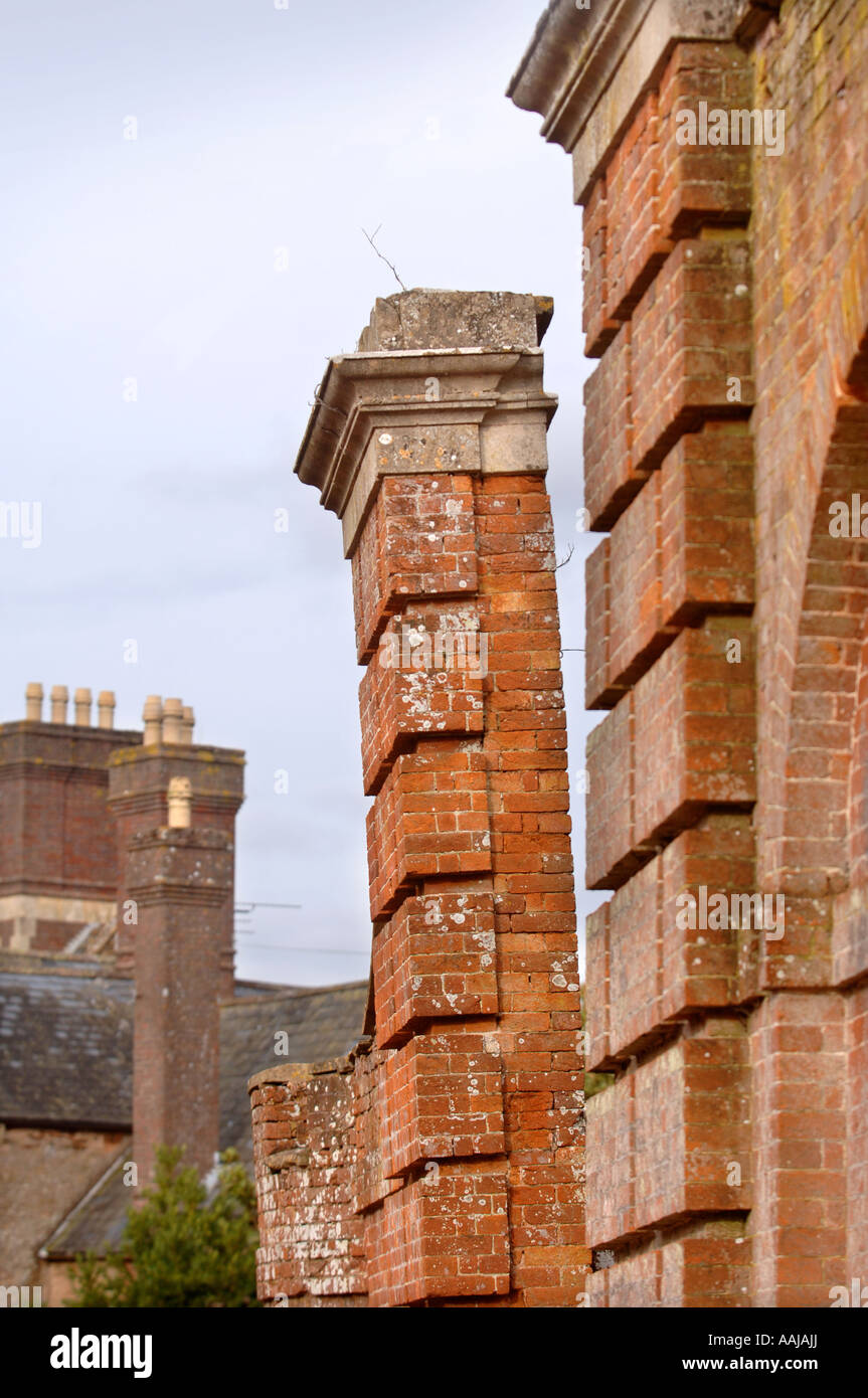 A OLD RED BRICK GATEWAY PILLAR IN NEED OF RESTORATION TO CORRECT ITS ...