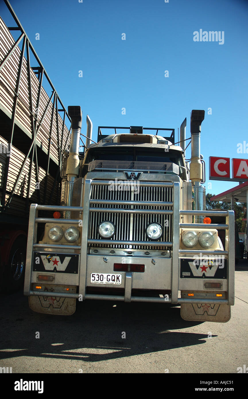 bull bar spot driving lights cattle truck road train long haul parked ...