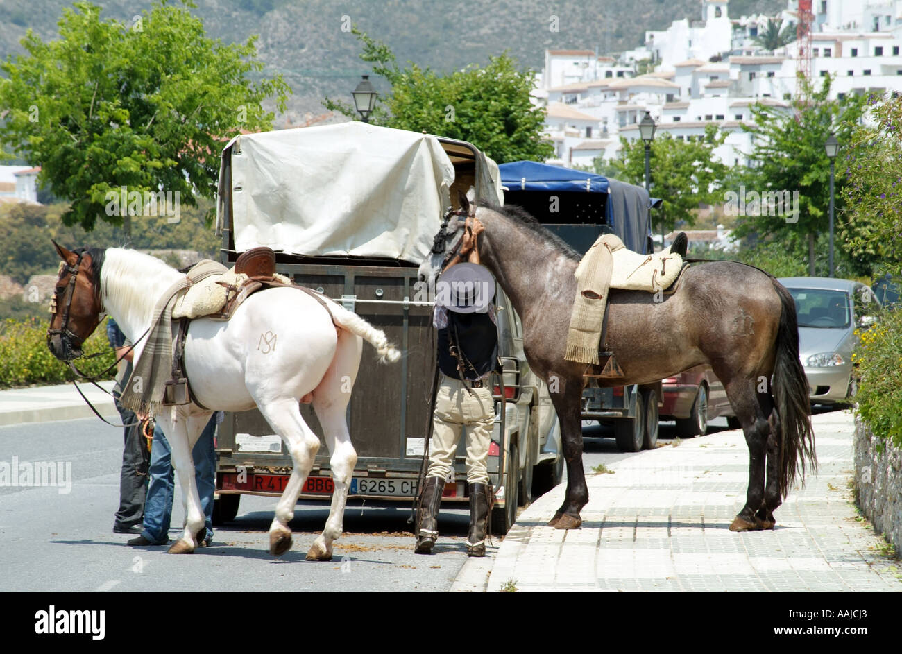 Spanish horse riders Andalusia southern Spain Europe EU. Prepare to ...