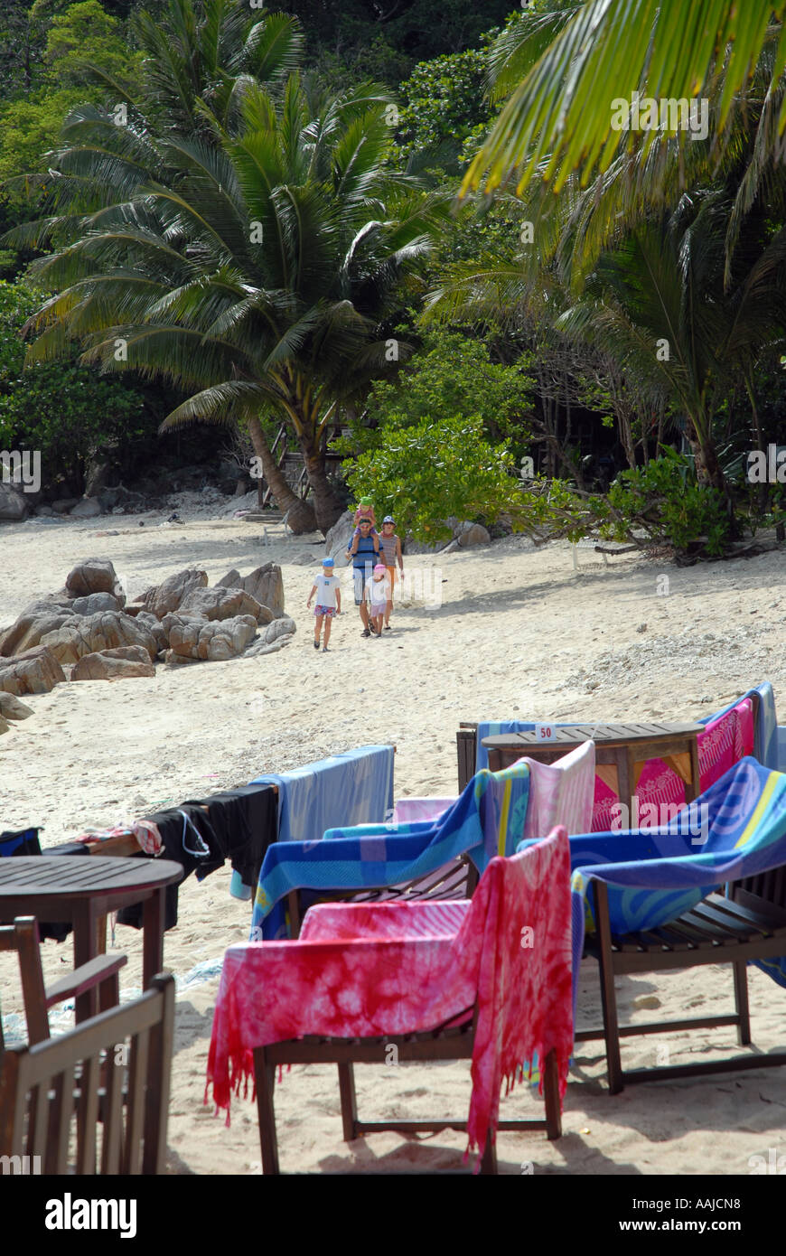 Family with sun protection on beach, Perhentian Islands Malaysia, South ...