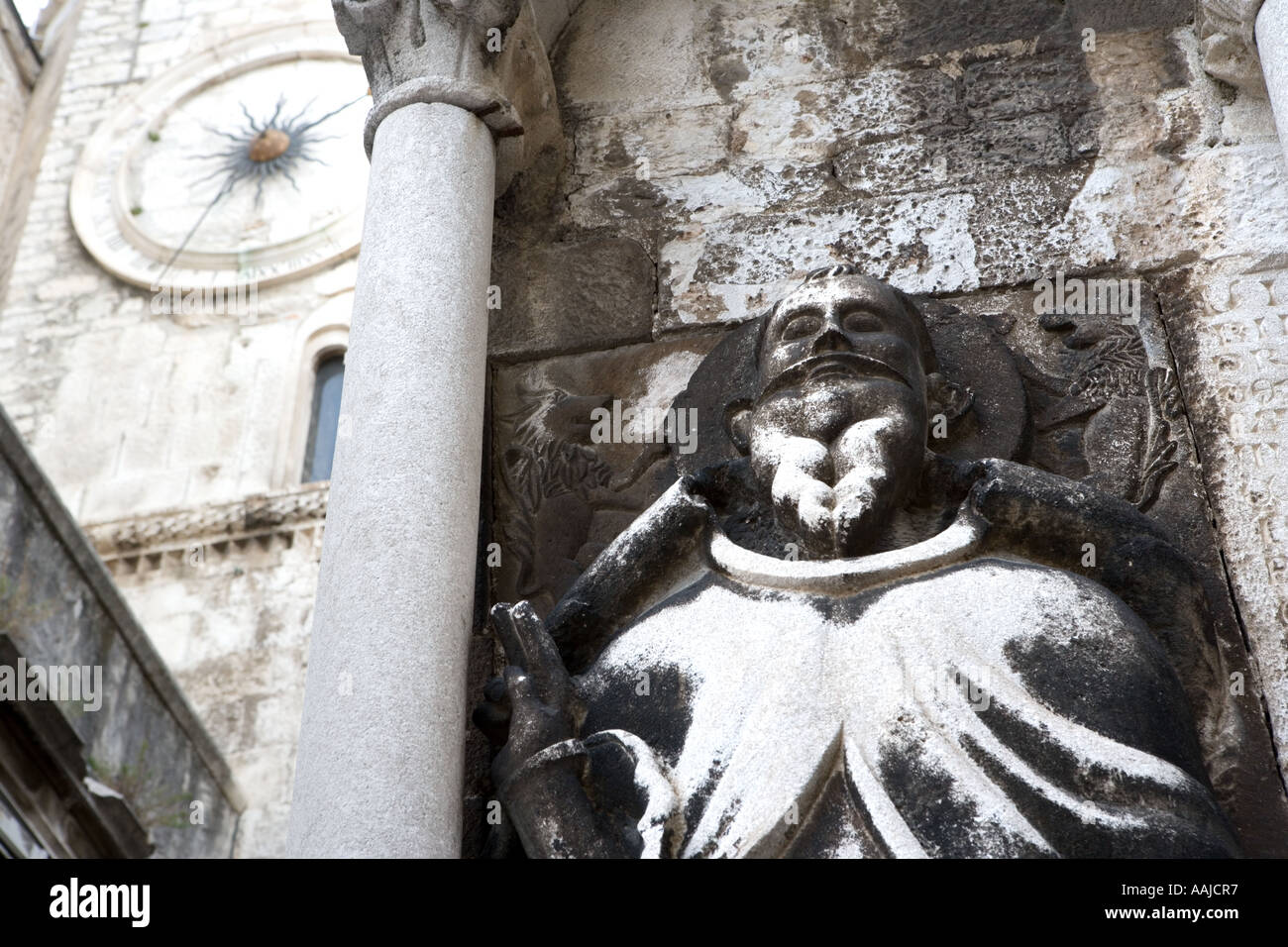 Iron gate and cathedral bell tower Split Croatia Stock Photo - Alamy