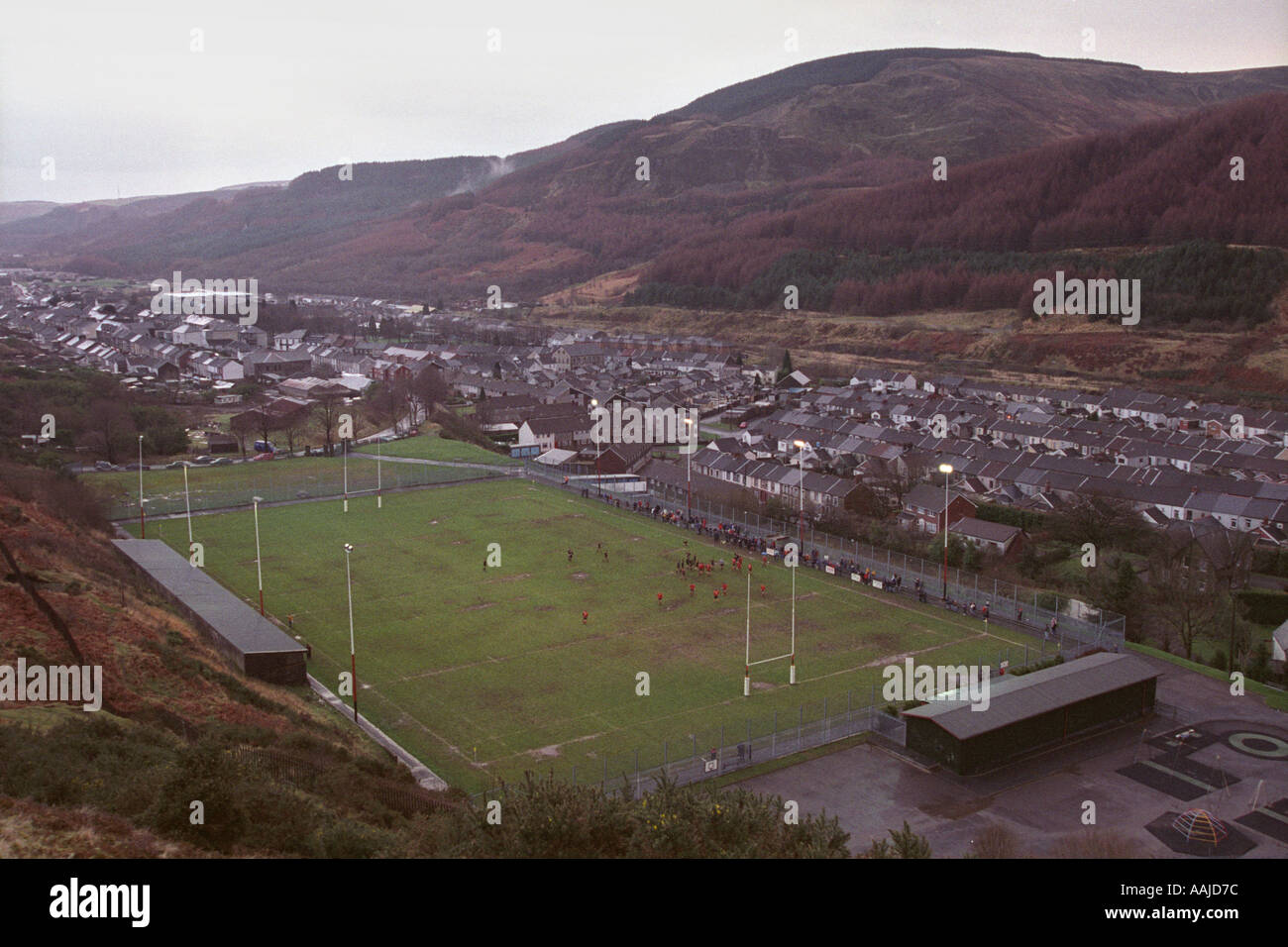Treherbert RFC rugby ground pitch in the Rhondda Valley South Wales UK ...